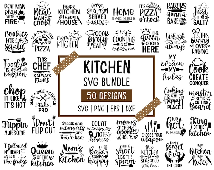 Kitchen Quotes SVG Bundle: Laser Cut Files for Cricut (digital Download ...