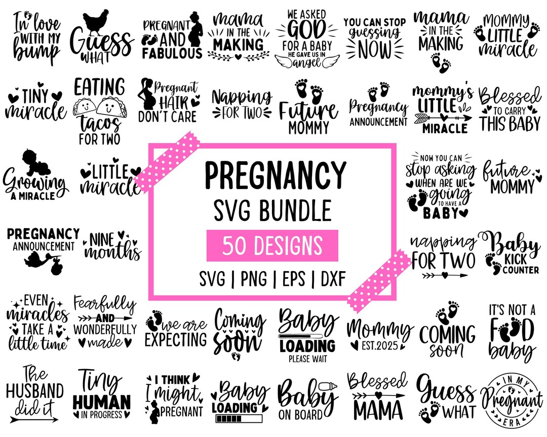Pregnancy SVG Bundle: 50 Maternity Designs (digital Download) - Etsy
