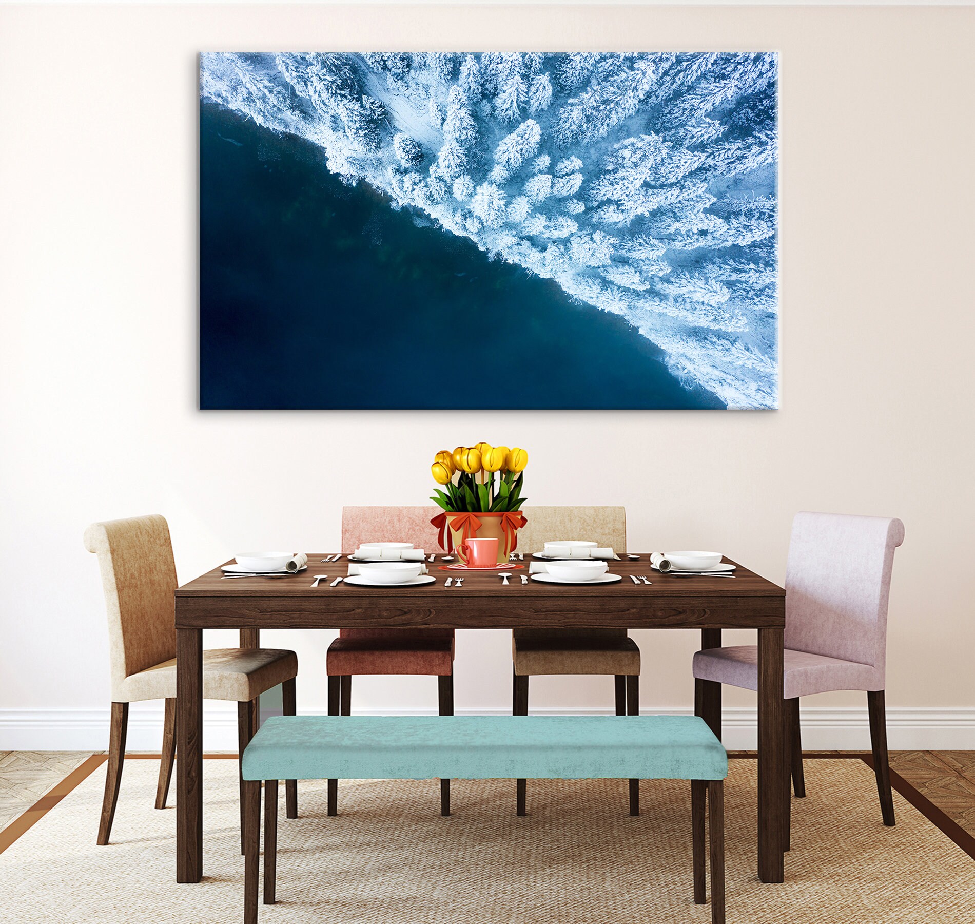 Aerial View Winter Forest Trees Canvas Wall Art Winter Forest - Etsy