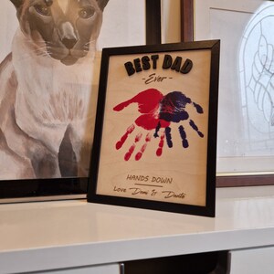 Best Dad Ever Handprint Picture Frame, Handprint Art Diy, Hands Down ...
