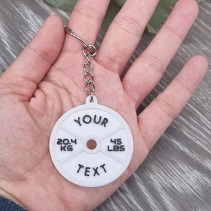 Barbell Weight Lifting Gym Keyring, Personalised 45 Lbs Keychain ...