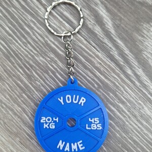 Barbell Weight Lifting Gym Keyring, Personalised 45 Lbs Keychain ...
