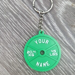Barbell Weight Lifting Gym Keyring, Personalised 45 Lbs Keychain ...