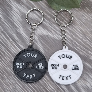 Barbell Weight Lifting Gym Keyring, Personalised 45 Lbs Keychain ...