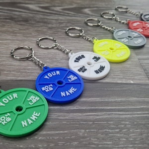 Barbell Weight Lifting Gym Keyring, Personalised 45 Lbs Keychain ...