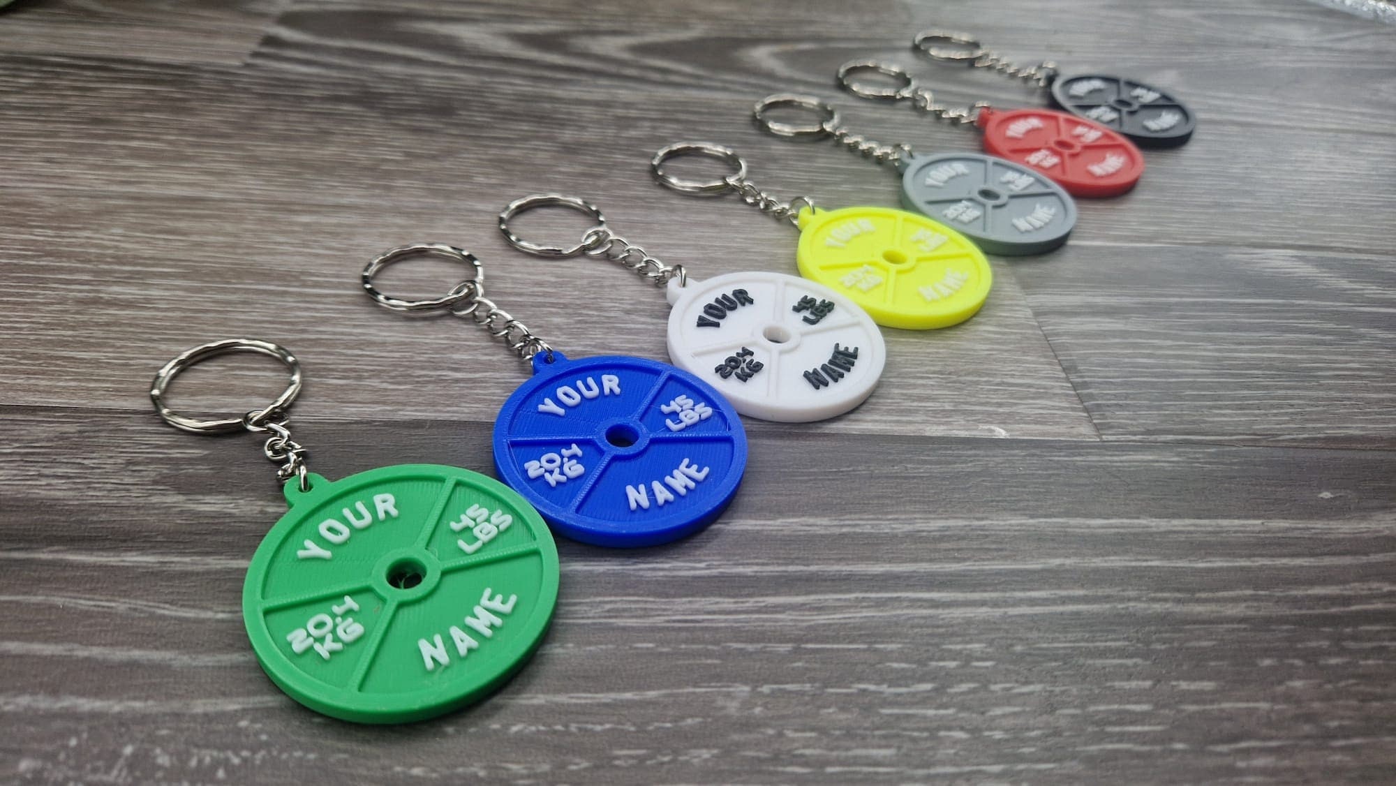Barbell Weight Lifting Gym Keyring, Personalised 45 Lbs Keychain ...