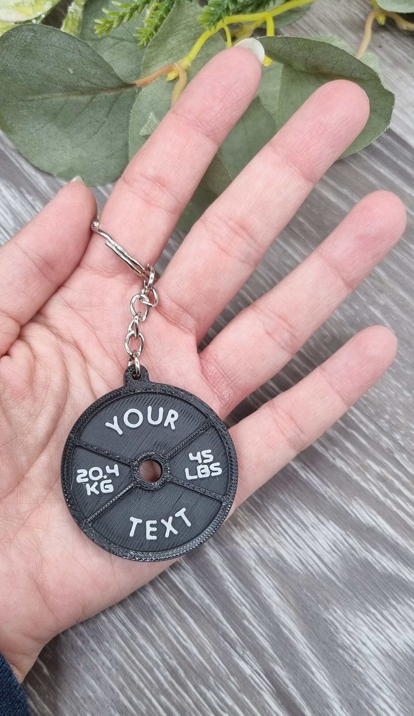Barbell Weight Lifting Gym Keyring, Personalised 45 Lbs Keychain ...