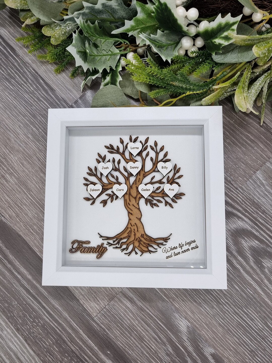 Family Tree Box Frame, Grandchildren, Grandparent Gift, Personalised ...