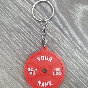 Barbell Weight Lifting Gym Keyring, Personalised 45 Lbs Keychain ...