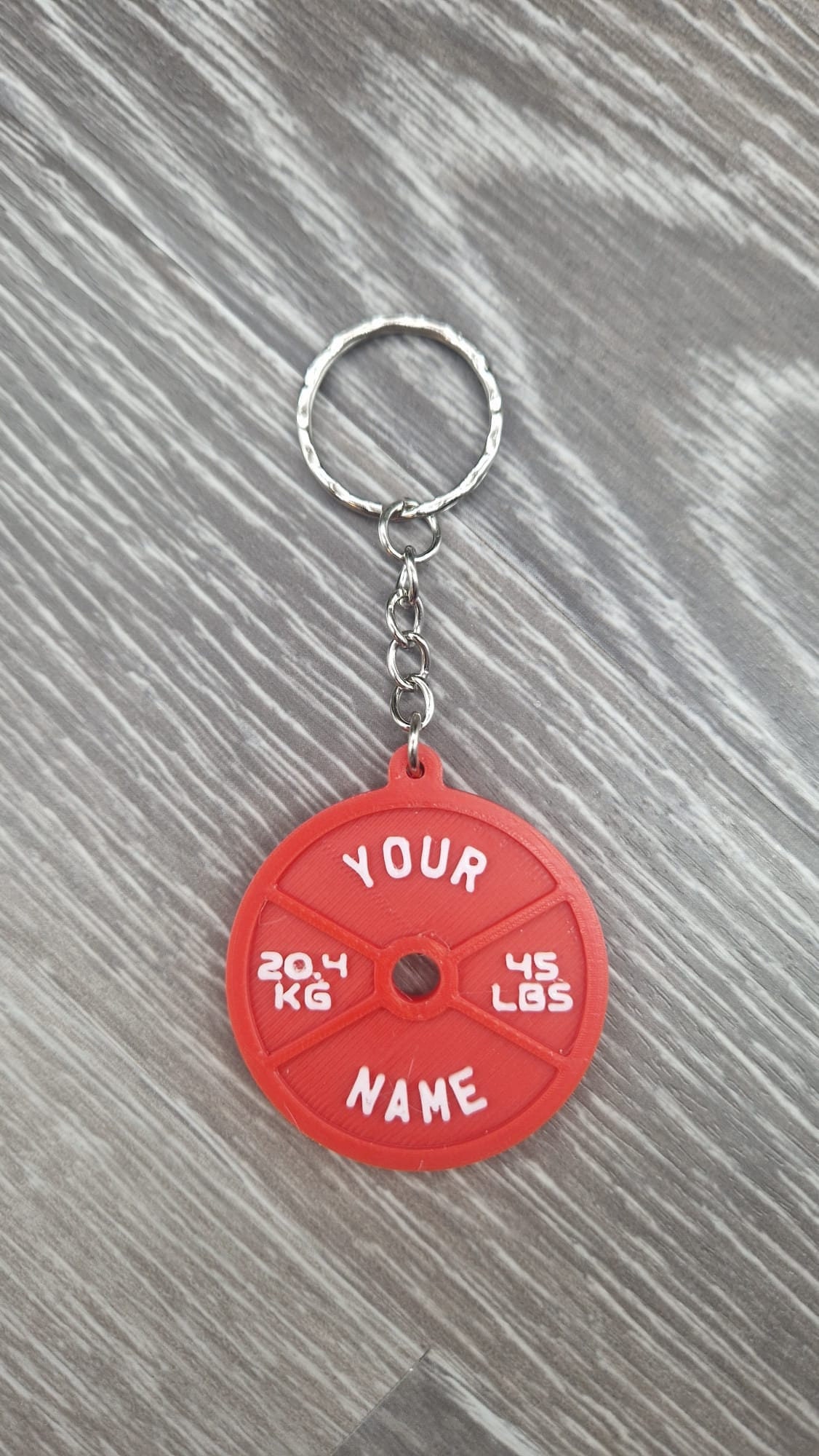 Barbell Weight Lifting Gym Keyring, Personalised 45 Lbs Keychain ...