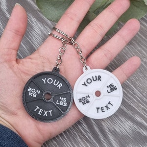 Barbell Weight Lifting Gym Keyring, Personalised 45 Lbs Keychain ...