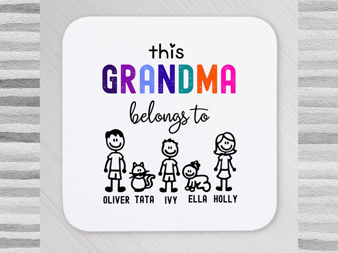 Personalized Grandma Coaster, Custom Family Names, Mothers Day Gift - Etsy