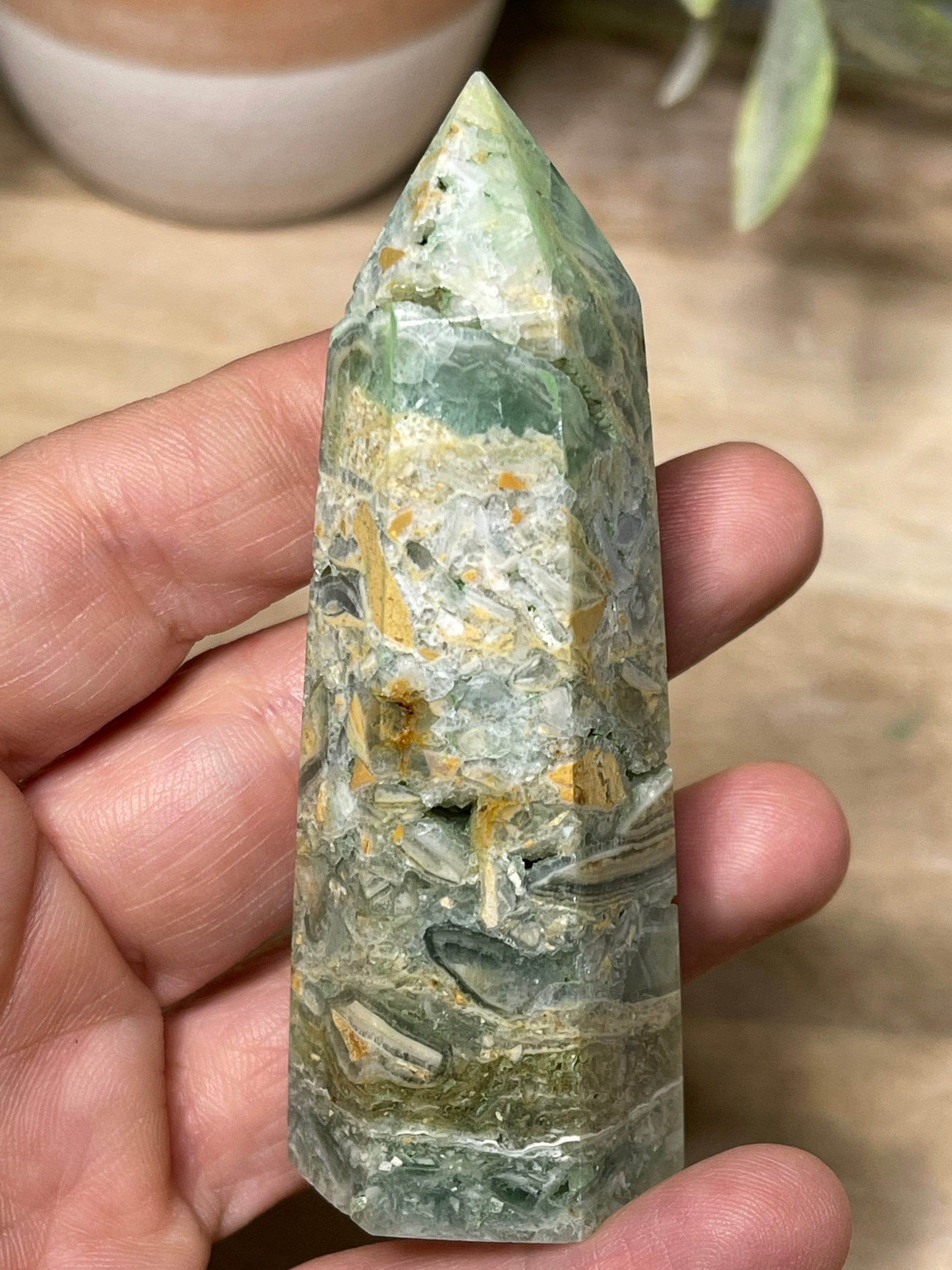 Rara agata di fiori verdi Green Sakura Agate Tower | Etsy