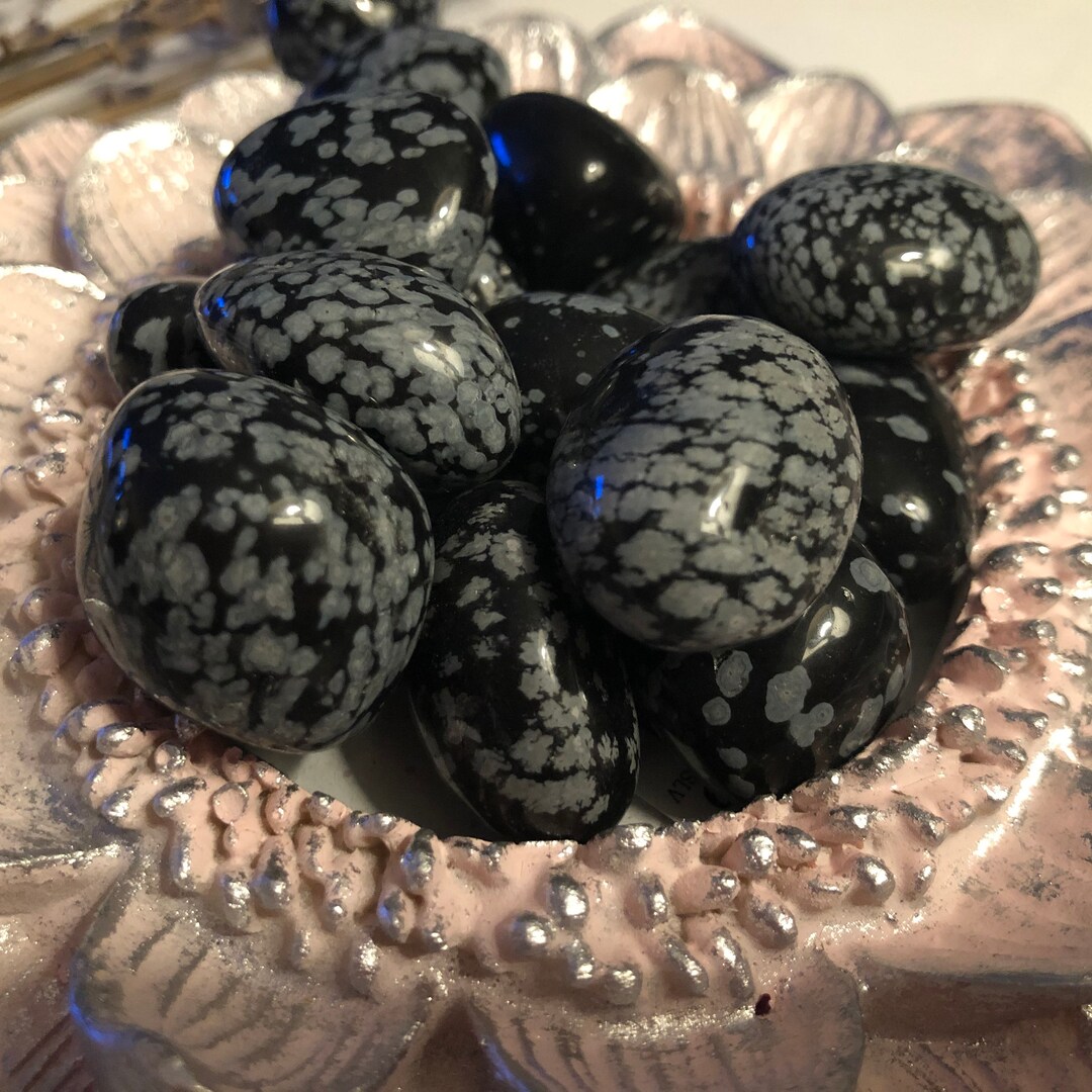 Tumbled Snowflake Obsidian - Etsy