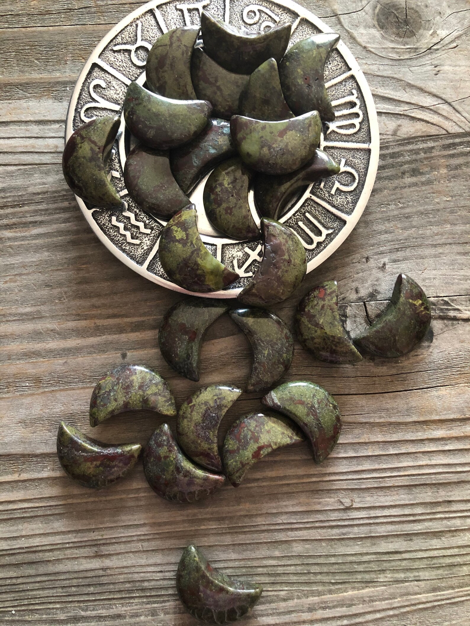 Moon Carved Dragon Bloodstone Agate | Etsy