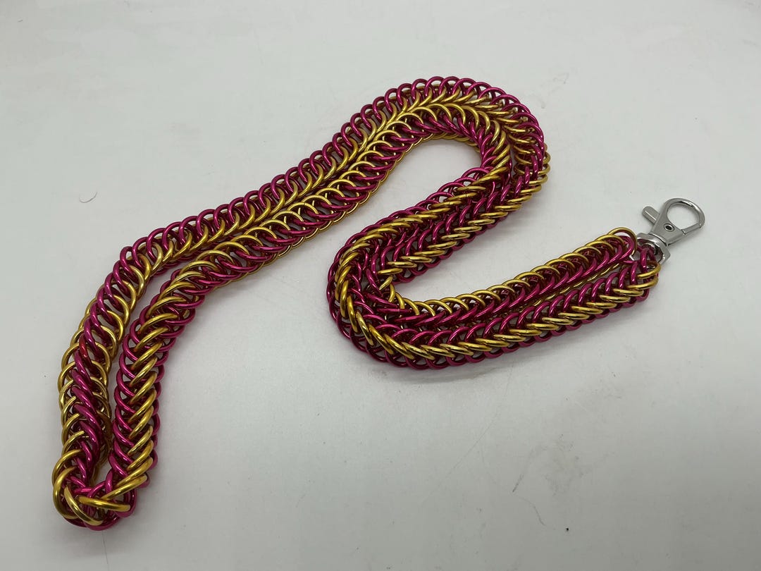 Pink/gold Chainmail Lanyard - Etsy