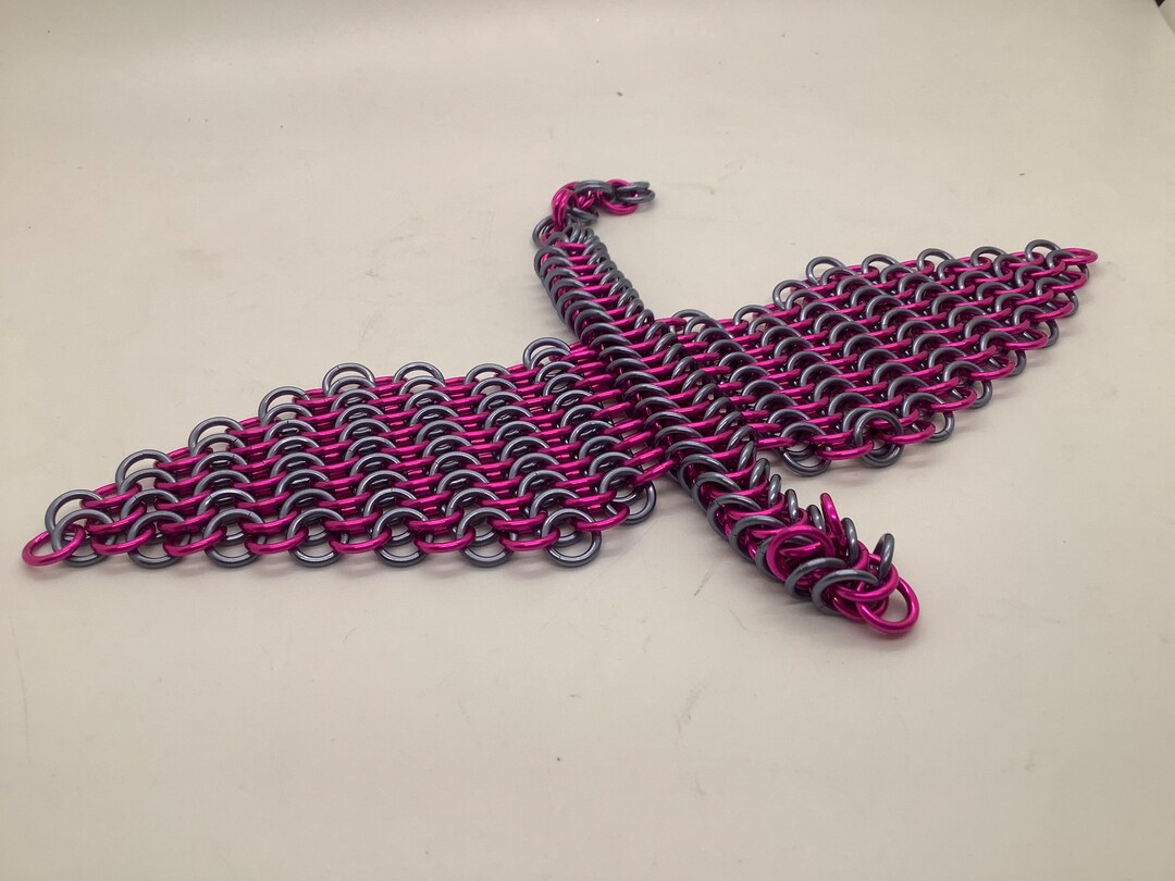 Bubblegum Pink/gunmetal Grey Chainmail Dragon - Etsy