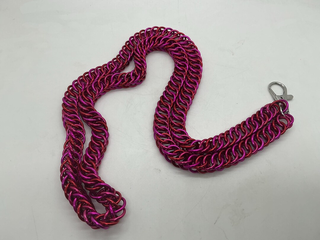 Bubblegum/hot Pink Chainmail Lanyard - Etsy