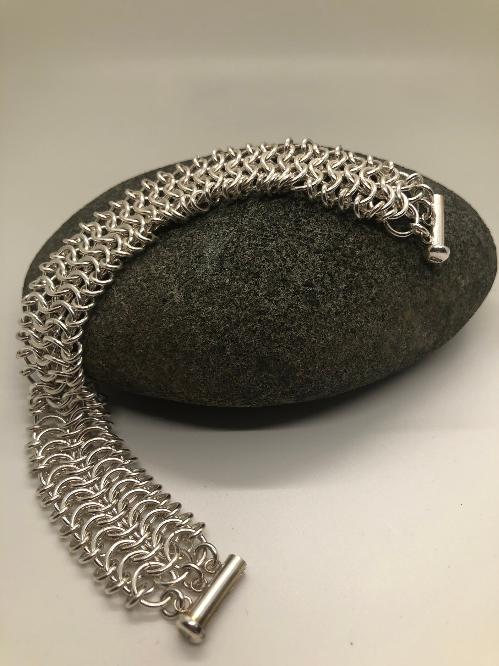 99.9% Silver Chainmail Bracelet - Etsy