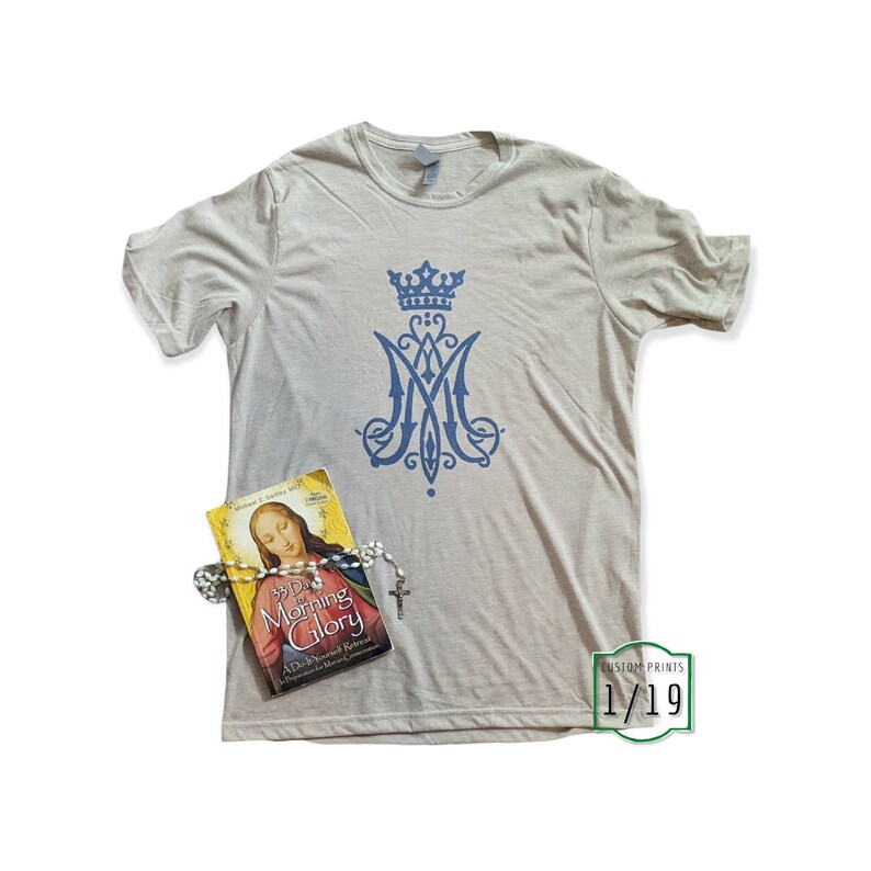 Marian Monogram Crown. Virgin Mary Tshirt, Catholic T-shirt, Hoodie ...