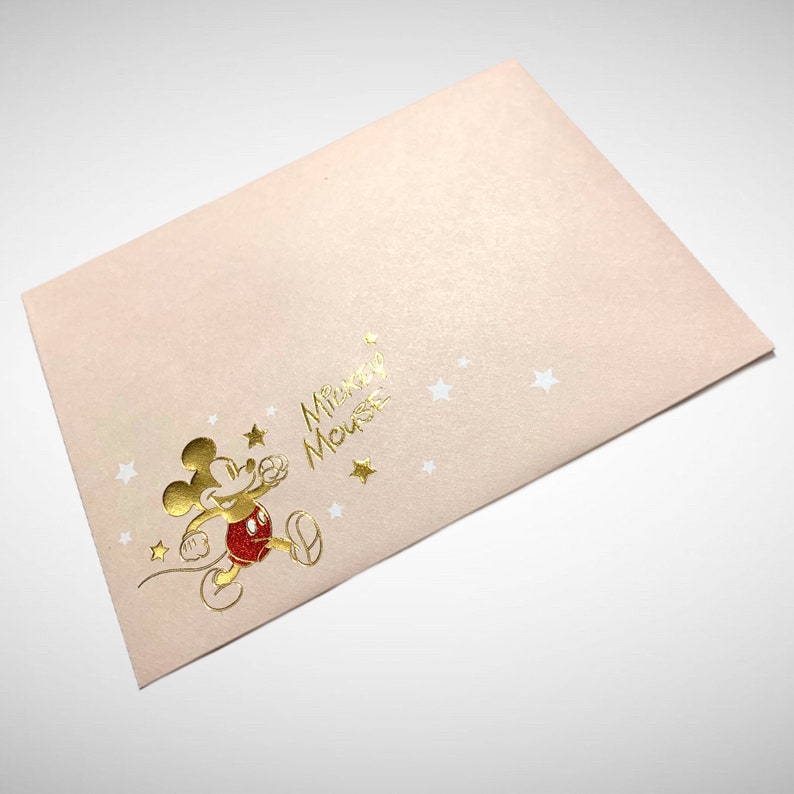 Mickey Mouse Small Gold Foil Envelopes Stationery | Etsy