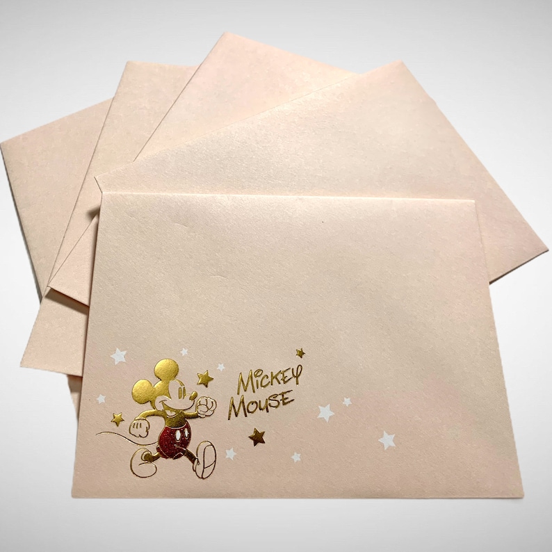 Mickey Mouse Small Gold Foil Envelopes Stationery - Etsy