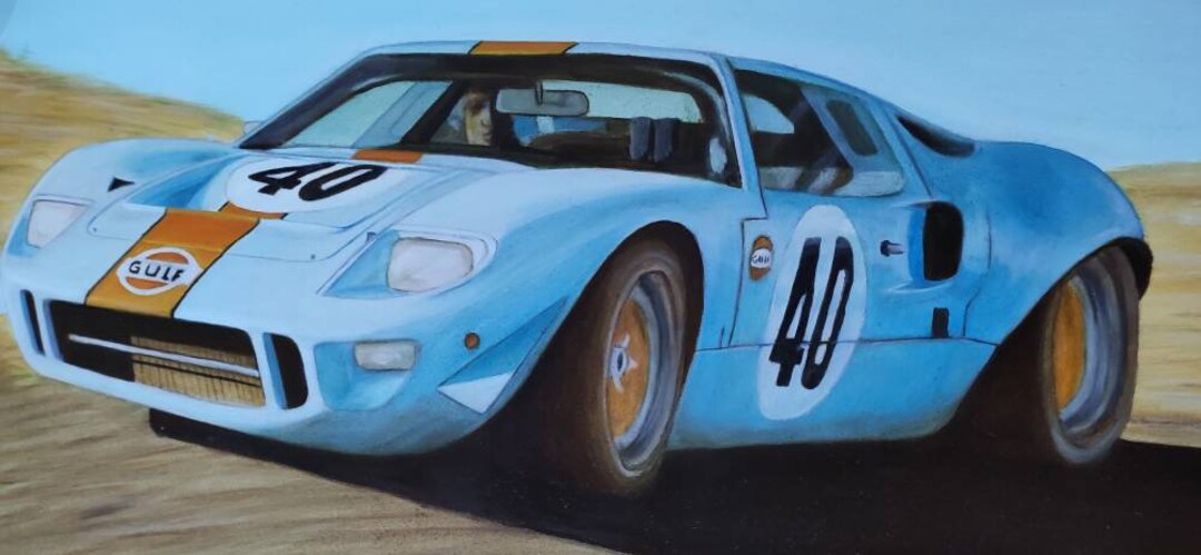 Hand Painted Picture Ford GT40 Vs Ferrari Oil Painting, Canvas on Oil ...