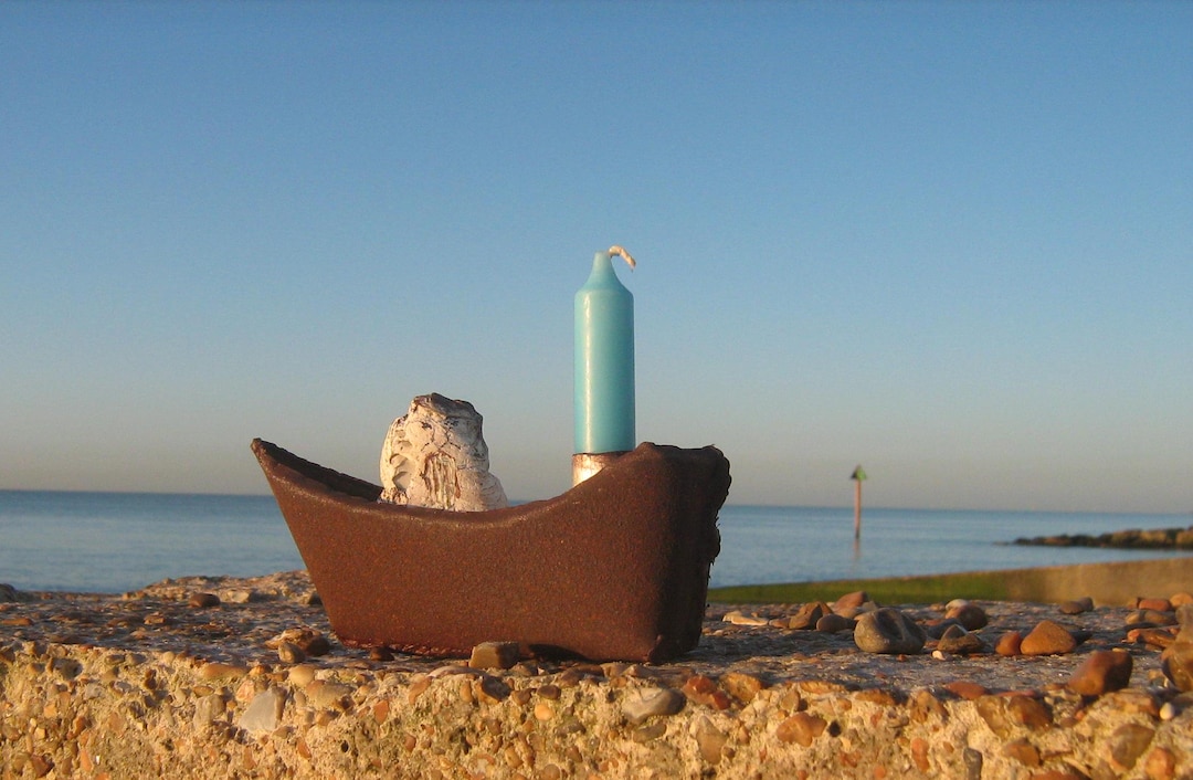 Sea Metal Boat Candle Holder -with Oyster Boatman Njord - Etsy