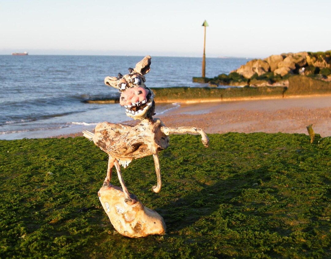 Melanie-driftwood Cow [sculpture]-interesting Textures,sea Worn ...