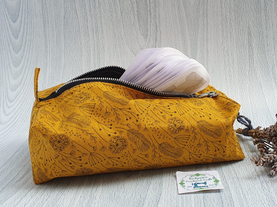 Period Pad Bag, Mustard Floral Print, Teen Gift, Sanitary Pouch ...