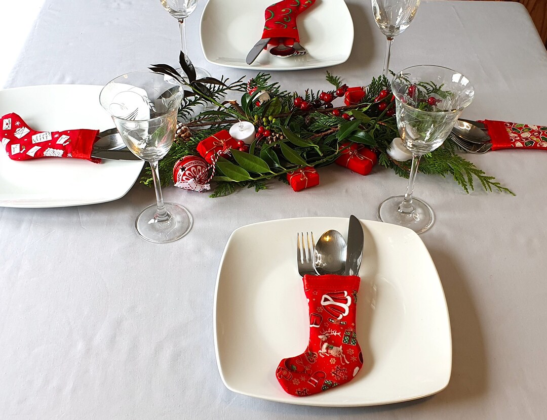 Cutlery Holder, Festive Dinner Set, Stockings Garland, Cutlery Pockets ...