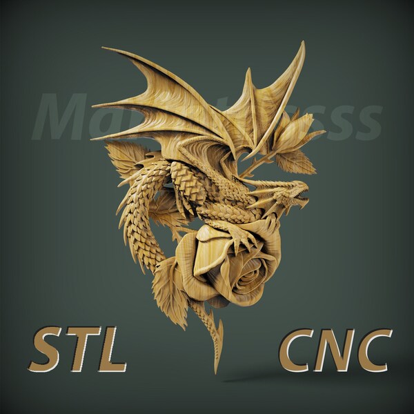 Rose Dragon Stl - Etsy