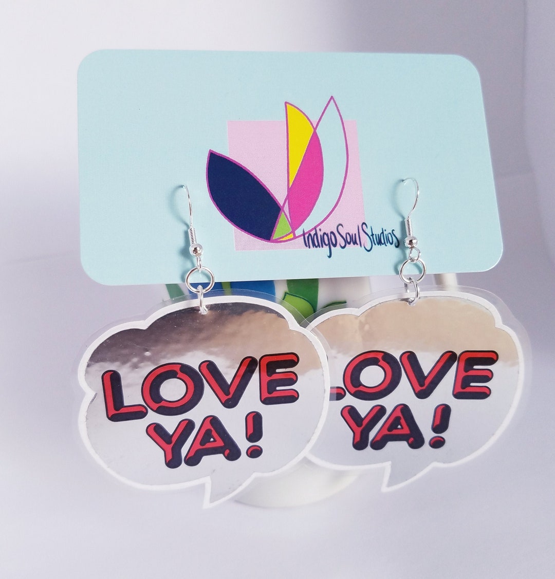 Upcycled 1980s Vintage LOVE YA Sticker Earrings Customizable Silver or ...