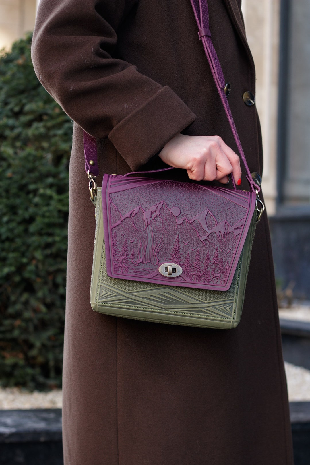 Handmade Genuine Leather Crossbody Handbag: Capacious Tote & Briefcase ...