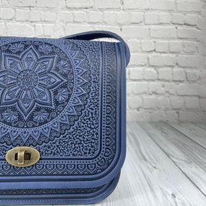 Blue Leather Purse Shoulder Bags Handmade Handbag Crossbody Purse ...