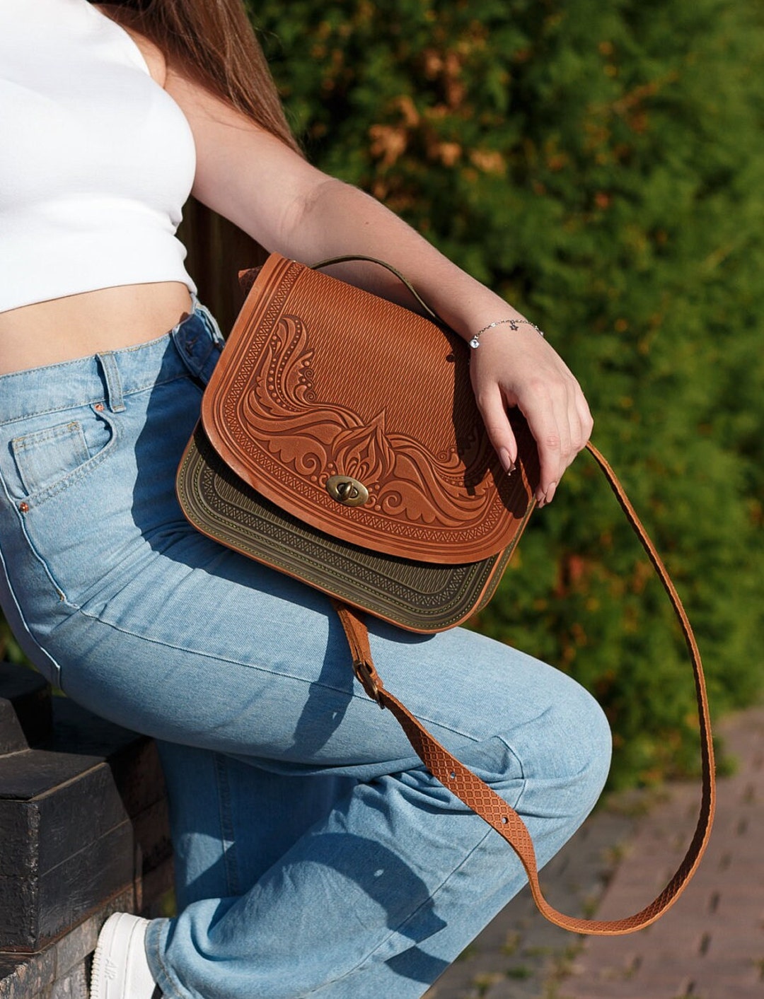 Handmade Leather Shoulder Bag | Ukrainian Seller, Unique Design - Etsy