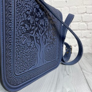 Blue Leather Purse Shoulder Bags Handmade Handbag Crossbody Purse ...