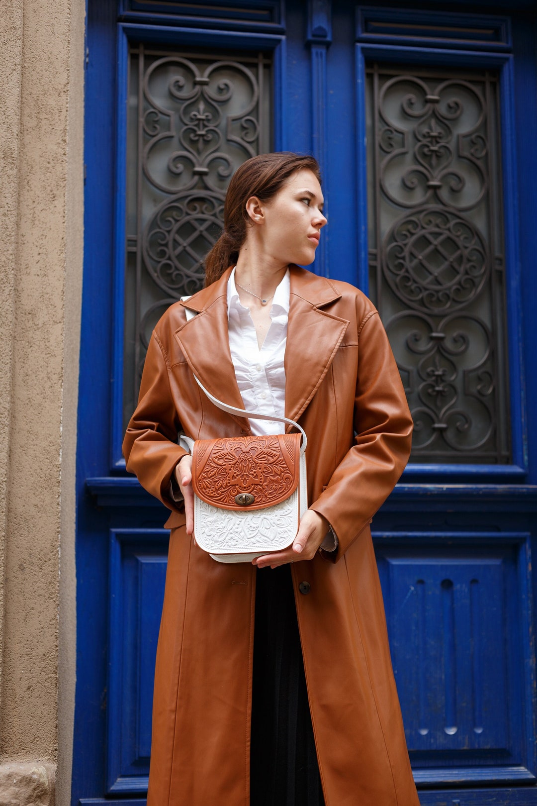 Embossed Leather Crossbody Bag: Handmade Toled Shoulder Bag - Etsy