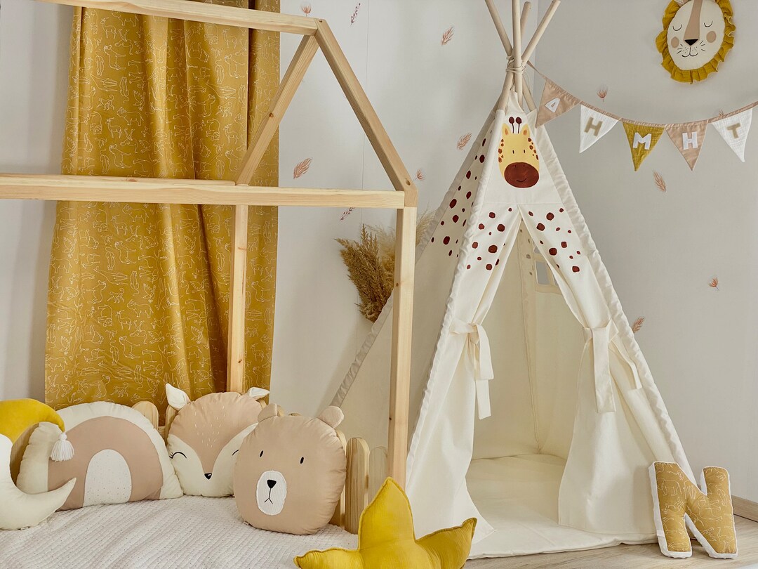 Teepee Cover Giraffe Theme, Kids Tent Cover Handpainted Giraffe, Cover ...