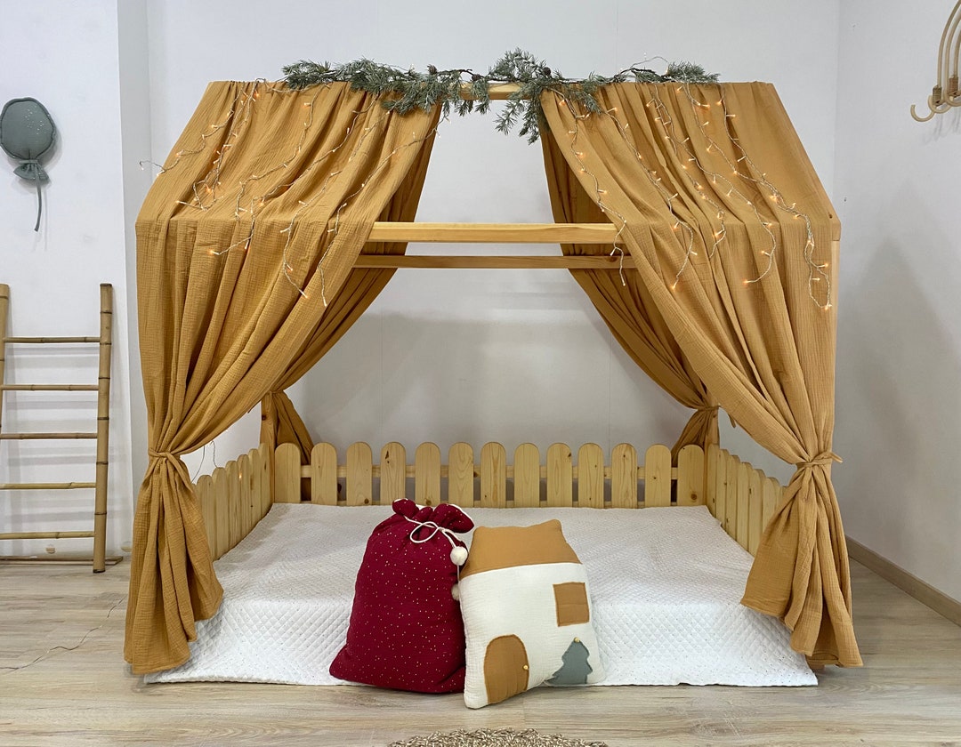 Muslin Canopy | Toddler Bed Canopy | Playroom Decor | Reading Nook ...