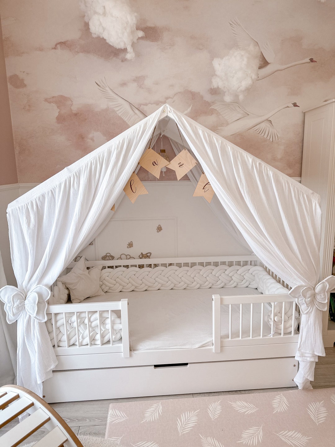 Muslin Canopy | Toddler Bed Canopy | Playroom Decor | Reading Nook ...