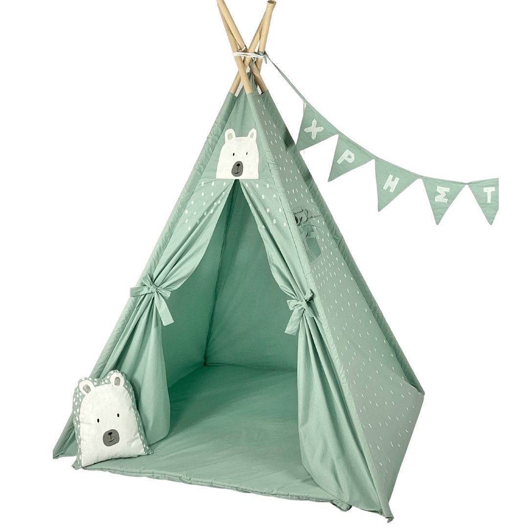 Teepee Cover Polar Bear Theme, Kids Tent Cover Hand Painted Polar Bear ...