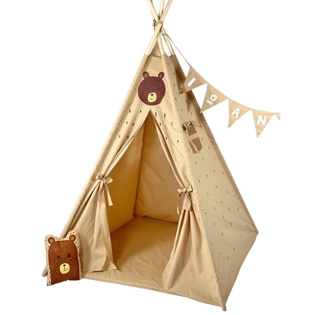 Teepee Cover Bear Theme, Kids Tent Cover Hand Painted Bear, Cover for ...