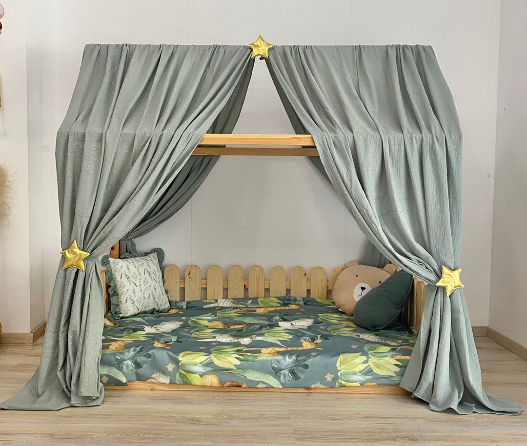 Muslin Canopy | Toddler Bed Canopy | Playroom Decor | Reading Nook ...