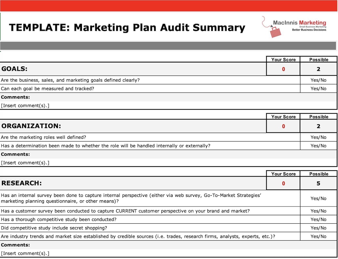Marketing Audit Guide Editable Excel Template for Business Audits - Etsy UK