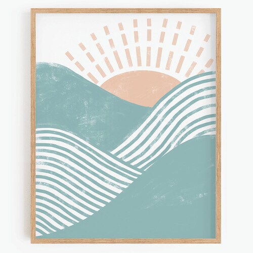 Ocean Waves Print Boho Beach Print Ocean Wall Art Modern - Etsy