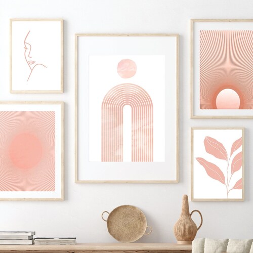 Set of Three Blush Prints Digital Download PRINTABLE Wall - Etsy