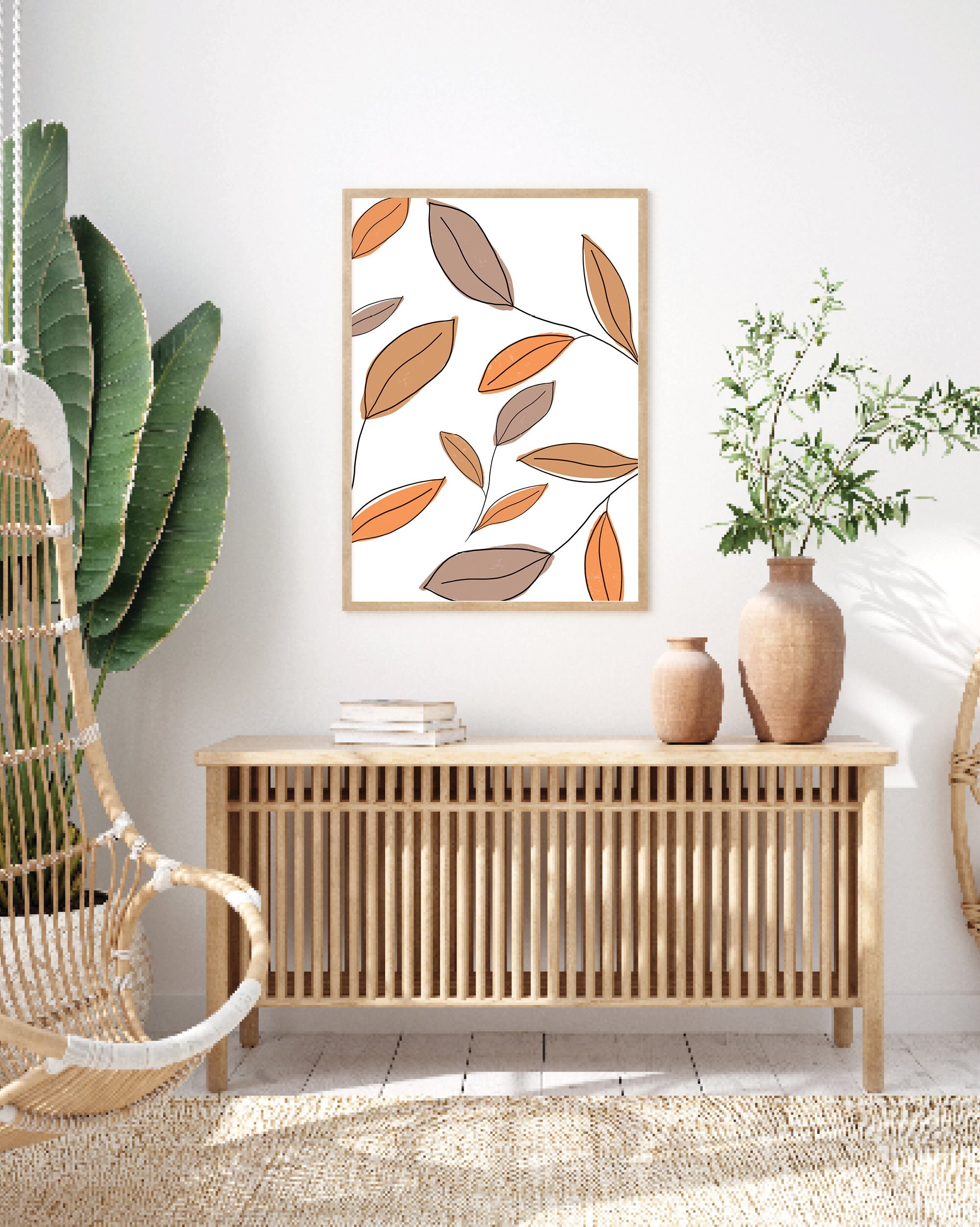 Fall Leaves, Autumn Decor, Printable Wall Art, Boho Wall Decor, Fall ...