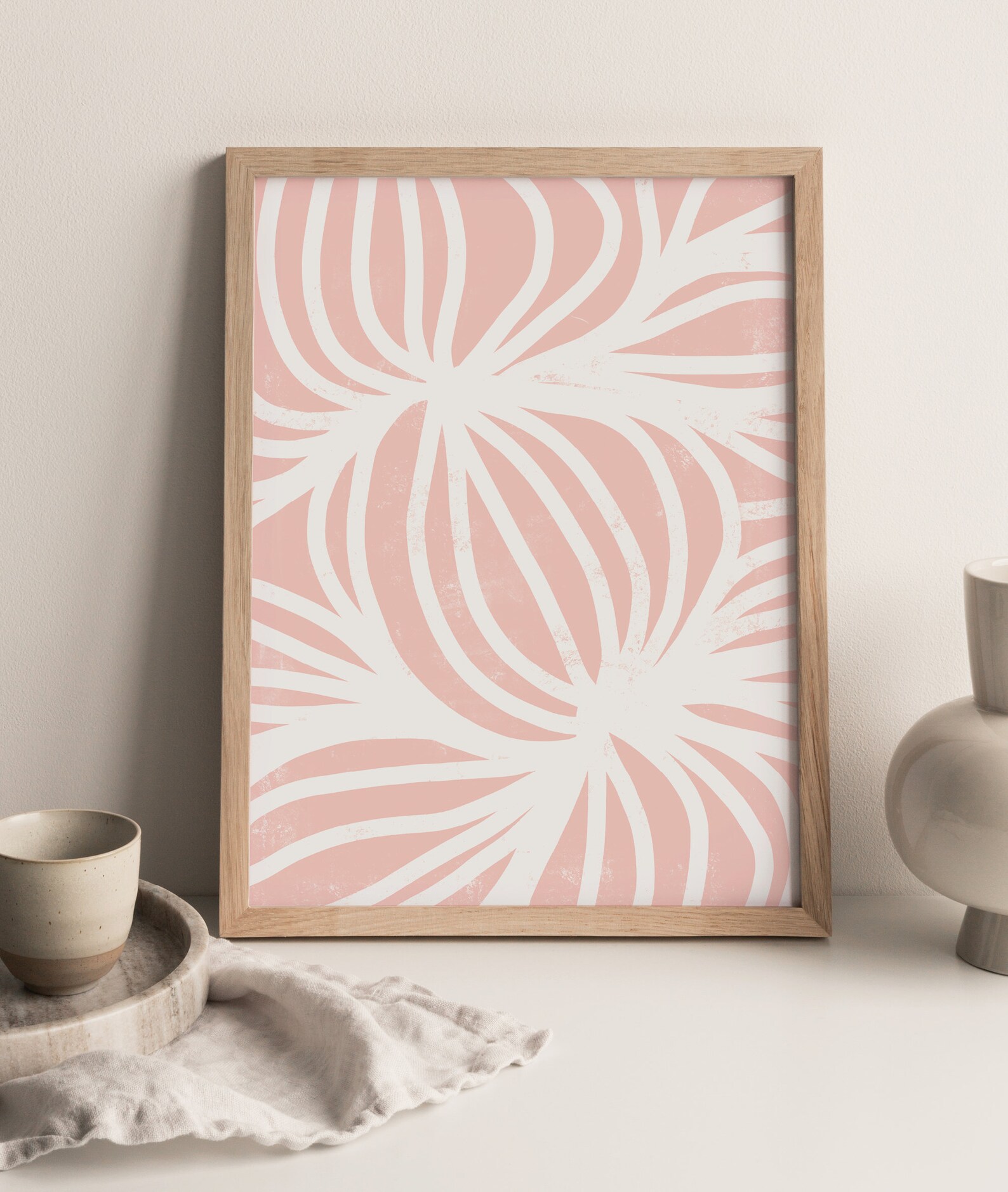 Blush Pink Abstract Flower, Line Art Print, Printable Wall Art, Digital ...