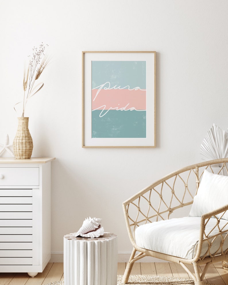 Pura Vida, Printable Wall Art, Typography Art, Boho Beach Print, Beach ...